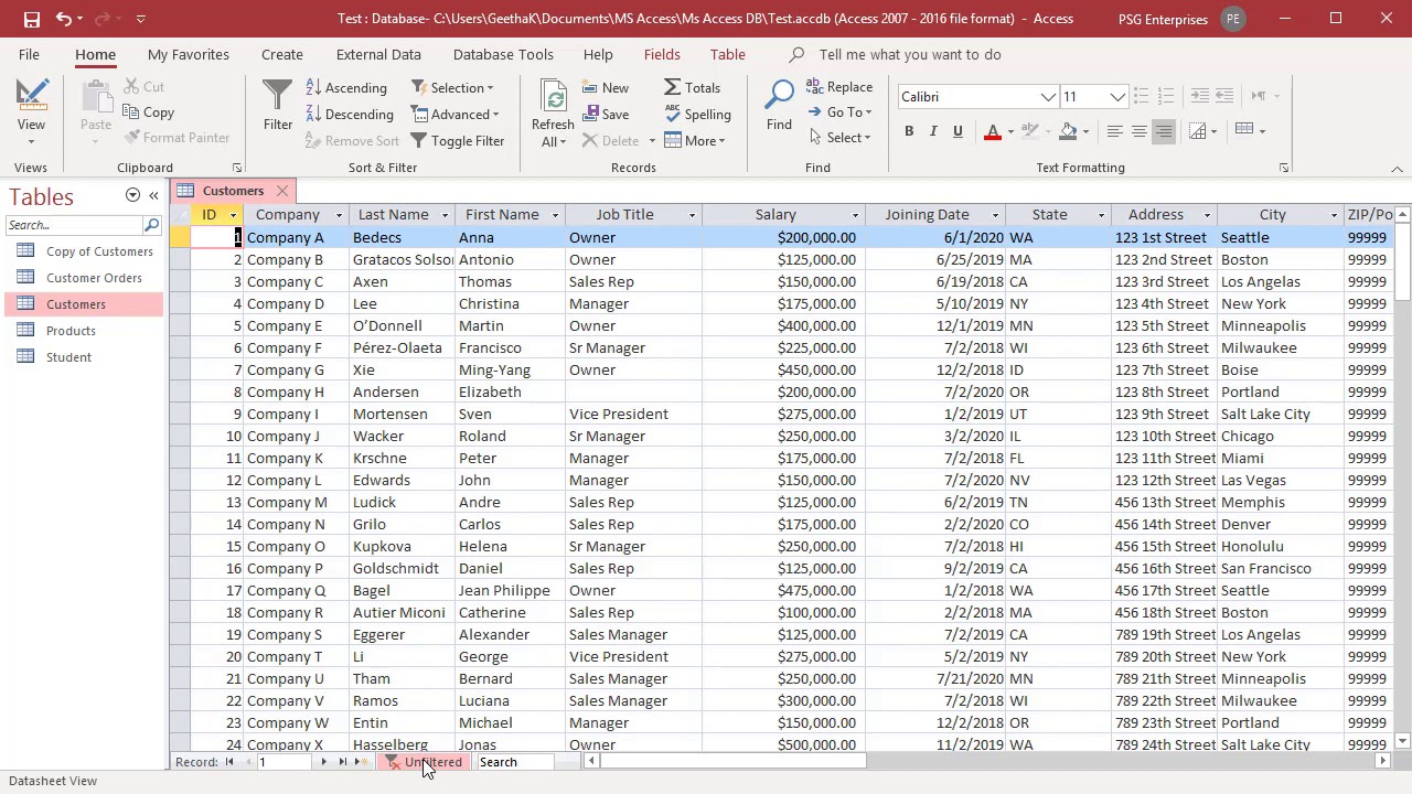 How to Filter data using Filter by Form in MS Access - Office 365