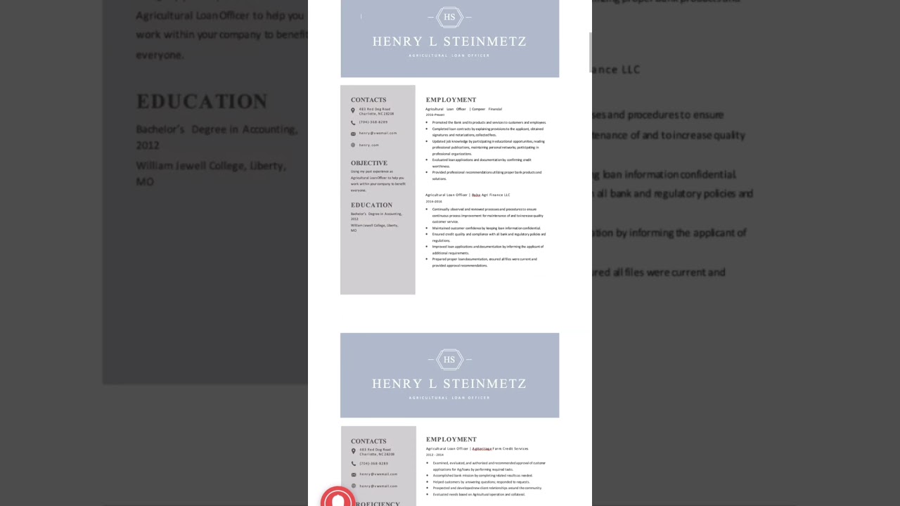 Free Agricultural Loan Officer Resume Template | Customizable in Word & Apple Pages