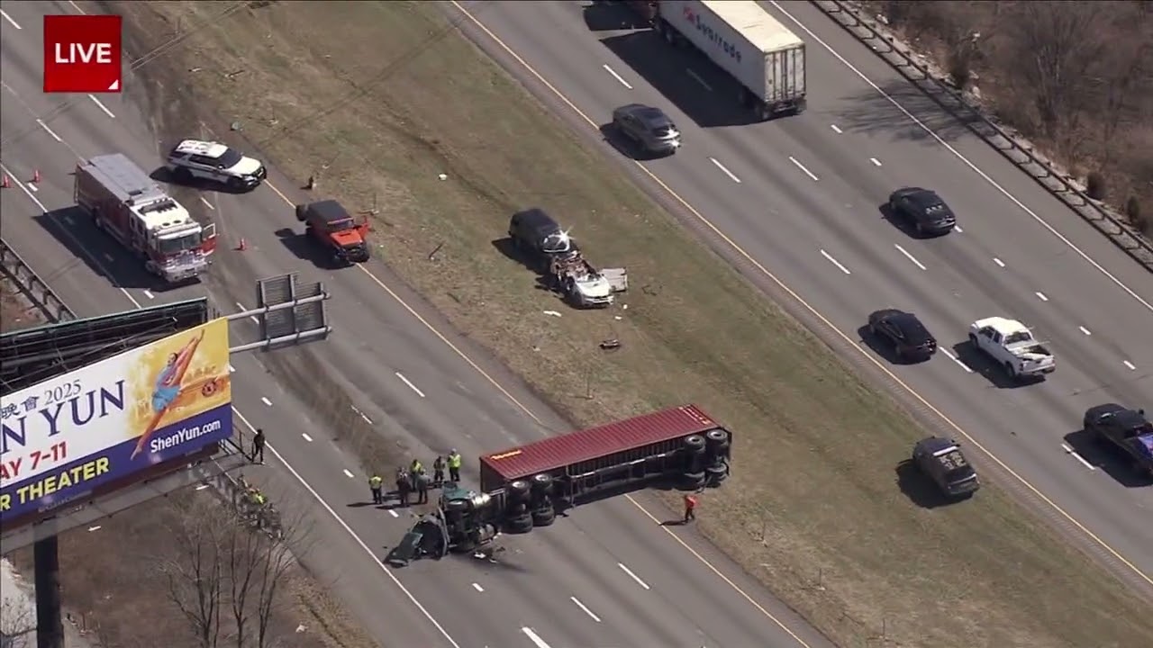 All lanes of I-95 SB shut down in Delaware County due to overturned tractor-trailer