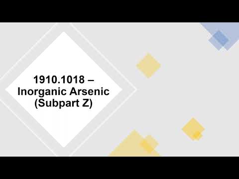 OSHA 1910.1018 – Inorganic Arsenic (Standard and Appendices)