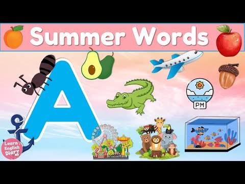 Words That Start with A | Summer Vocabulary for Kids | Learn English ABC Flashcards
