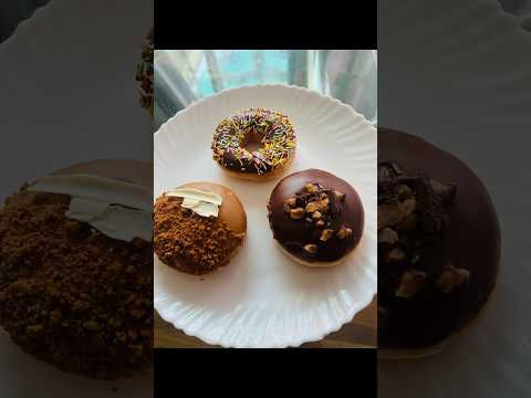 Home made chocolate iced donut with sprinkles 🍩 #donuts #recipe