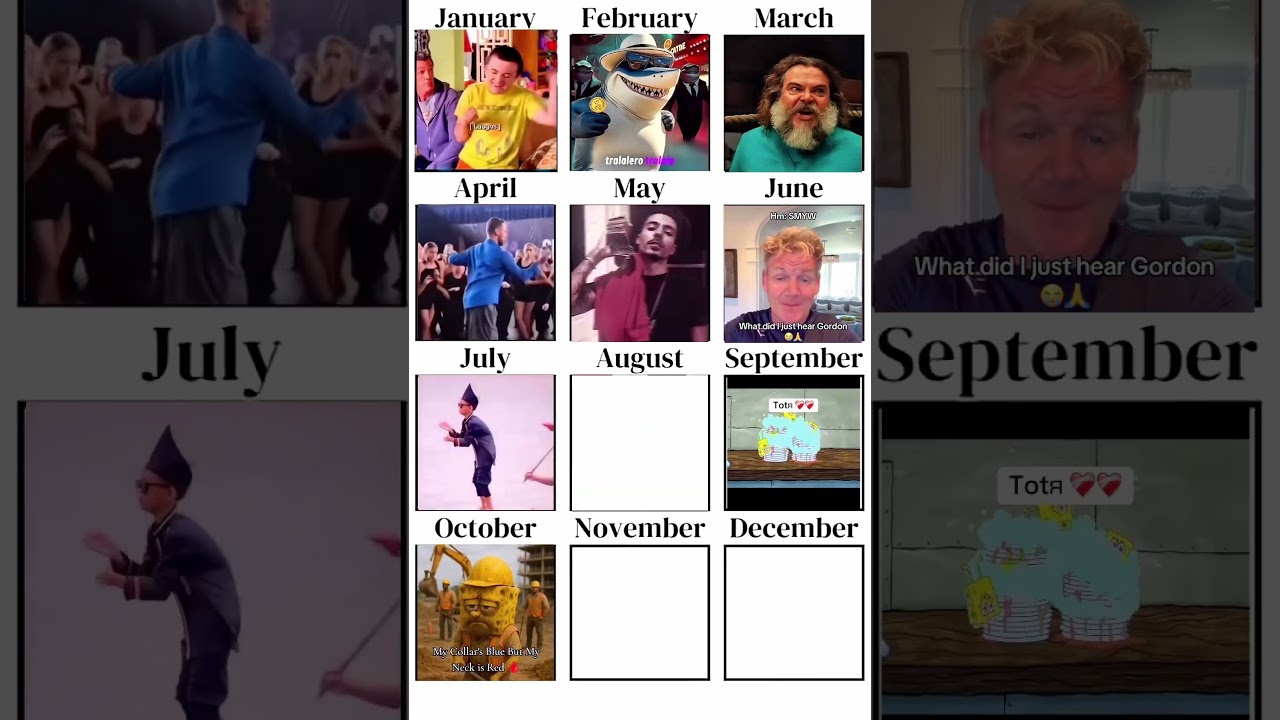 Updated 2025 Meme Calendar 😭🙏