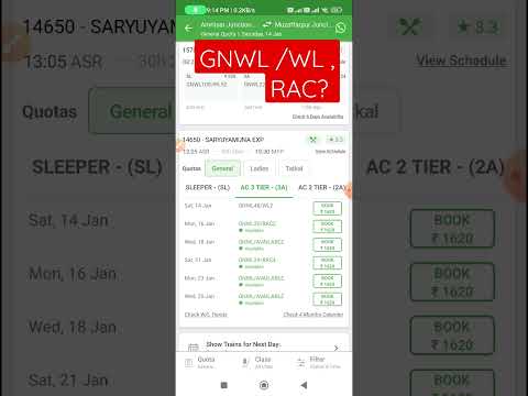 GNWL/WL MEANS IN RAILWAY TICKET . GNWL, WL, RAC? GNWL TICKET CONFIRMATION CHANCES#shorts #irctc
