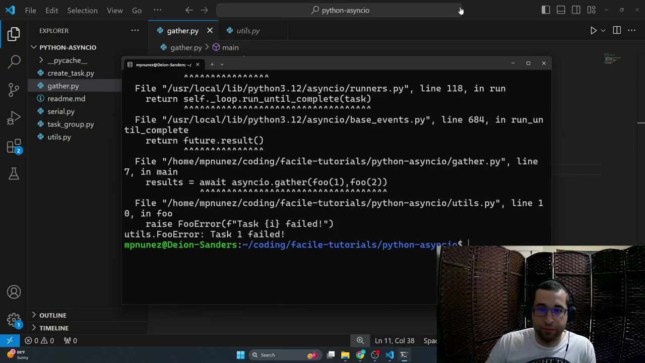 Exception handling in python asyncio