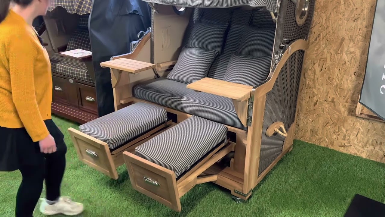 Bris Strandkorb Komfort zu einem Sonnenbett umbauen.