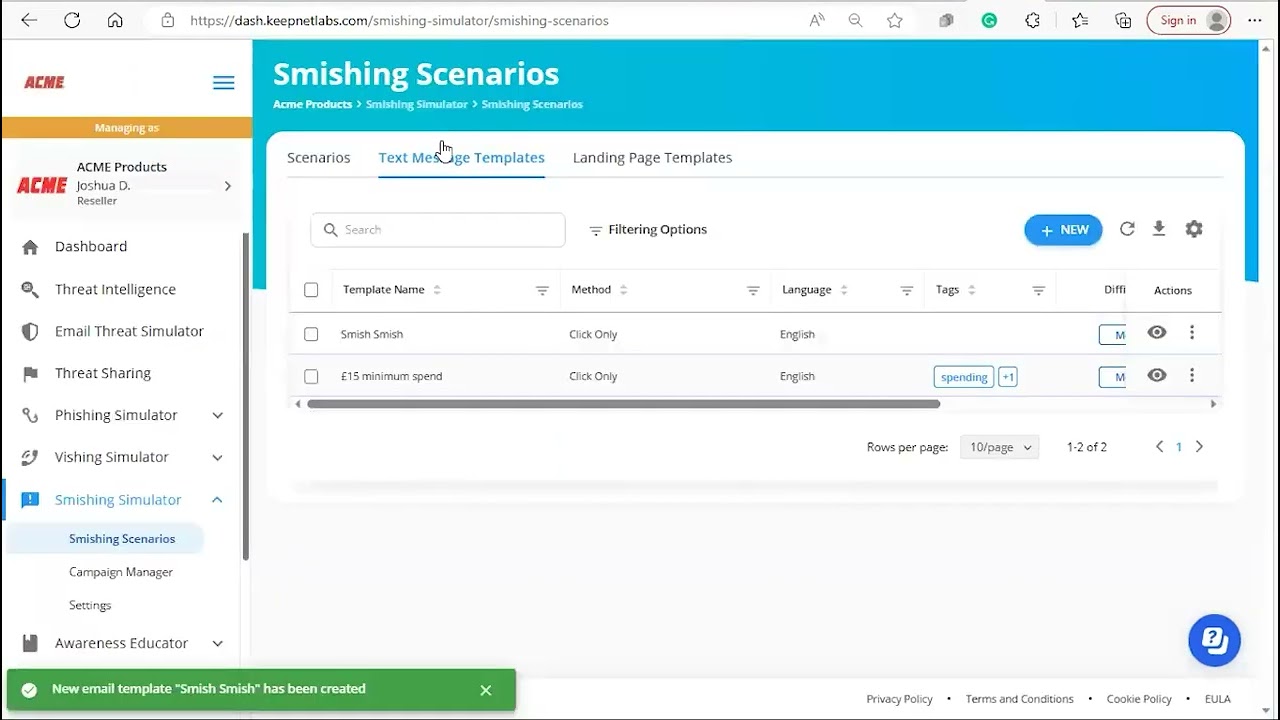 Create and Customize Smishing SMS Templates