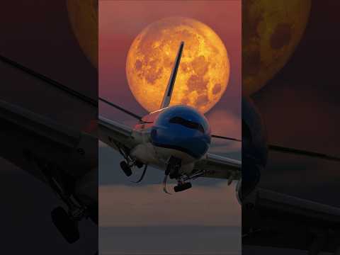 KLM Royal Dutch Airlines under the full moon#aviation #airplane #flight #klm #airbus