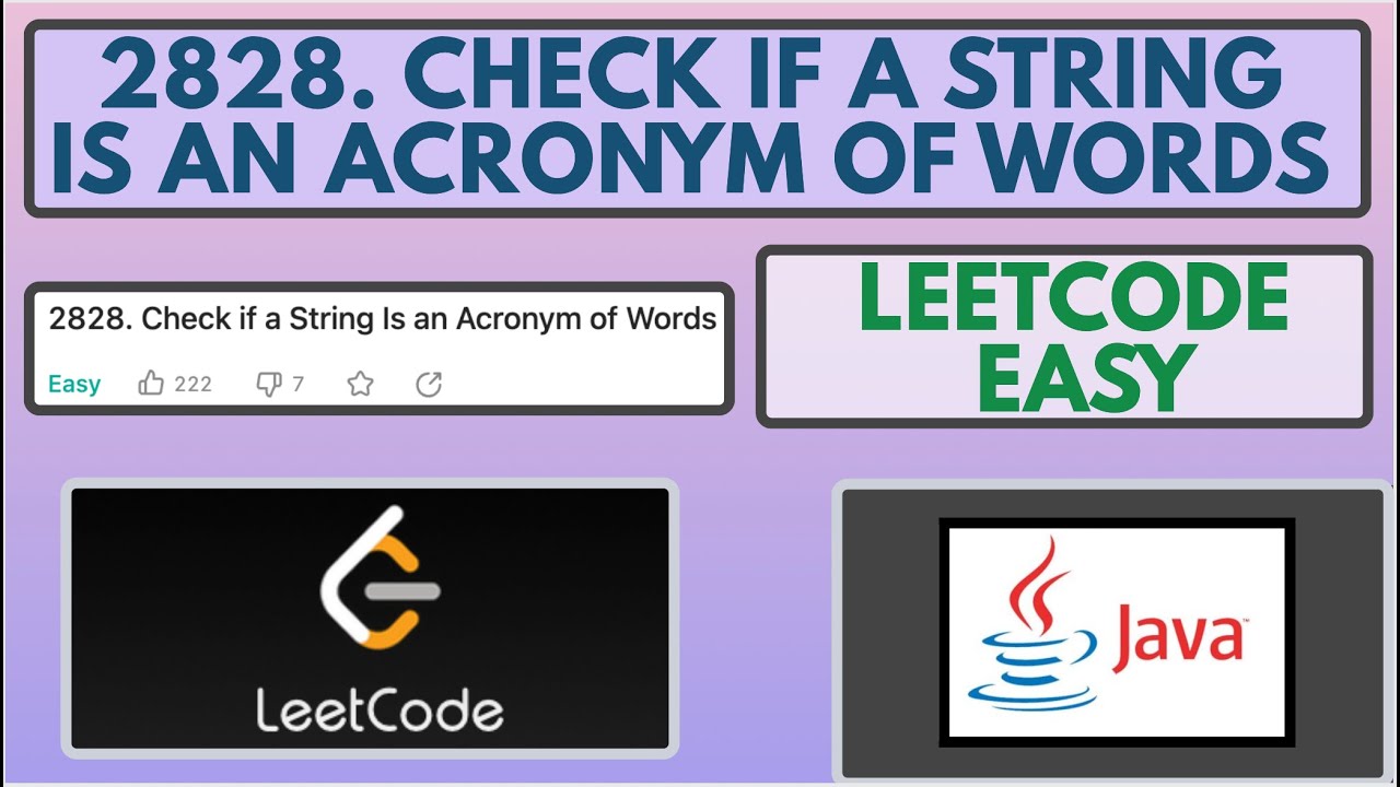 Leetcode | 2828. Check if a String is an Acronym of Words | Easy | Java Solution