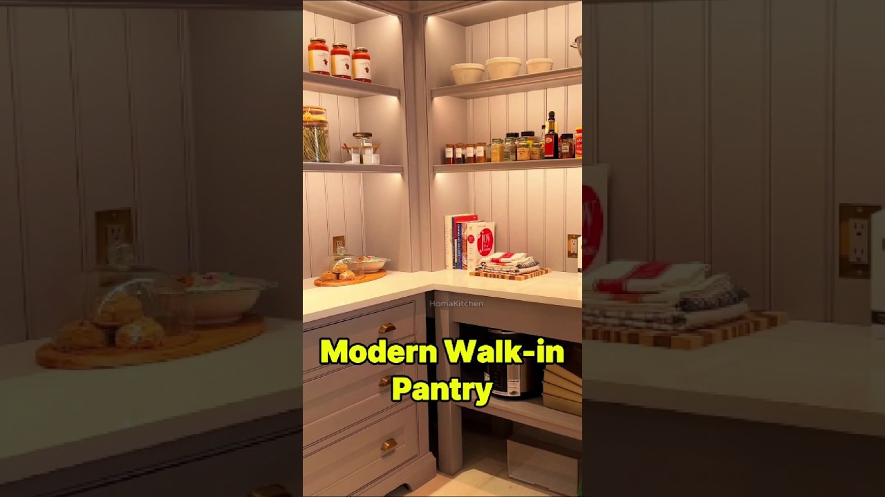 Modern Walk-in Pantry#kitchendesign #customcabinets #kitchenideas #kitchenhacks #smartkitchen