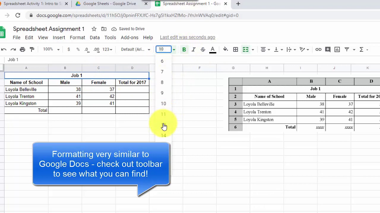 BTA3O Spreadsheet Assignment 1