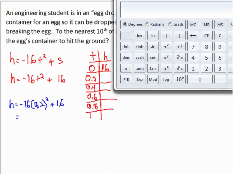 Quadratic Equations - Falling Object Model