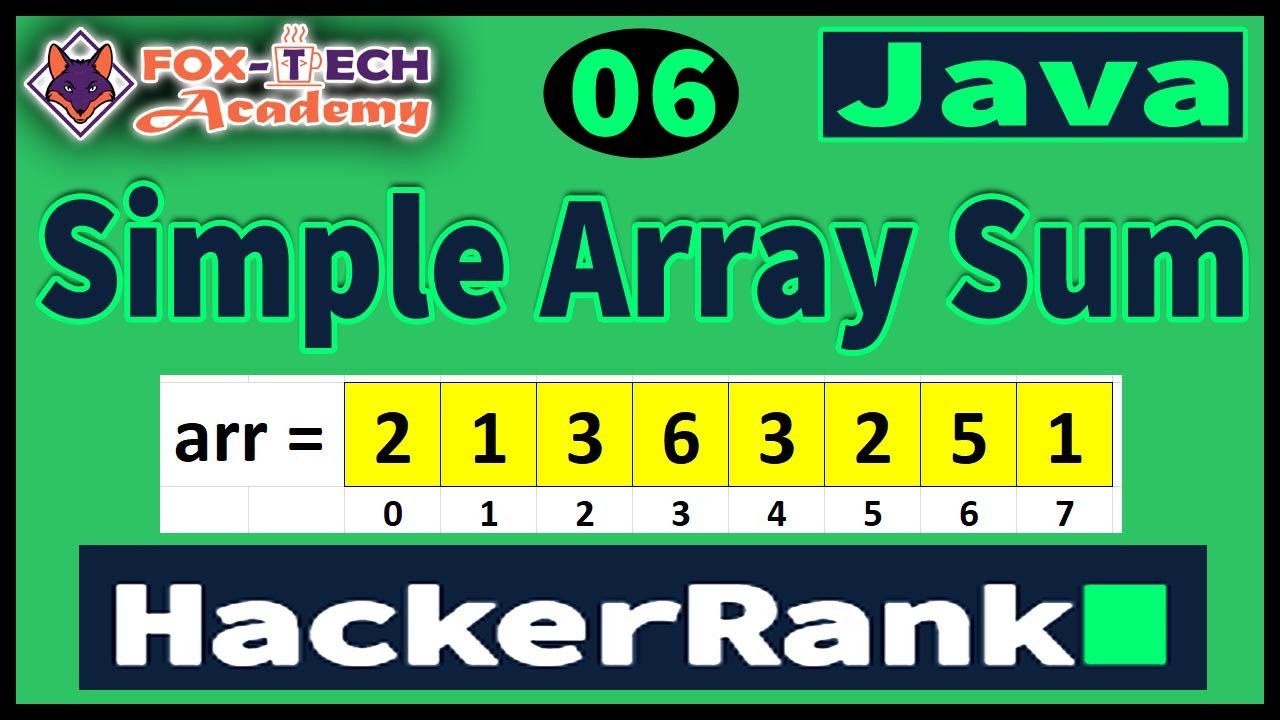 6. Simple Array Sum | HackerRank | Coding | Competitive Programming | Java | Fox Tech Academy
