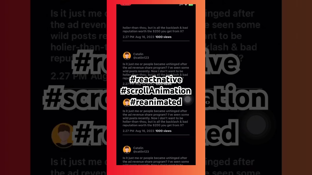 #reactnative Scroll Animation with #reanimated like #twitter #coding #mobileappdevelopment