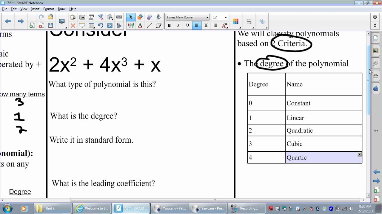 MathLink 7 6 Classify Polynomials