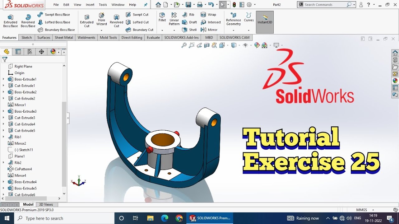 Solidworks tutorial for beginners| Solidworks Part Modelling Design |#solidworkstutorial #3ddesign