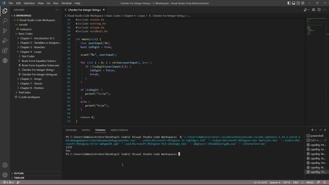 C Lab: Checker For Integer String