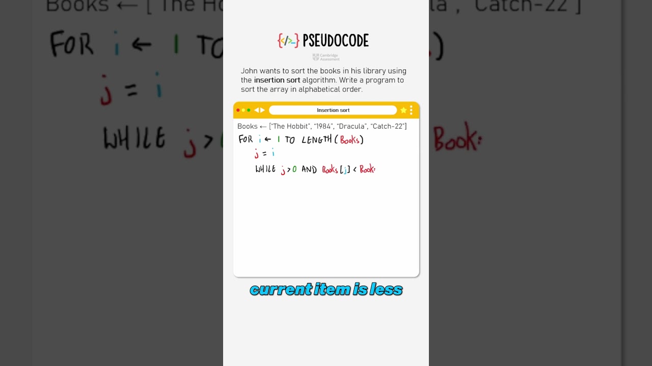 Writing an insertion sort