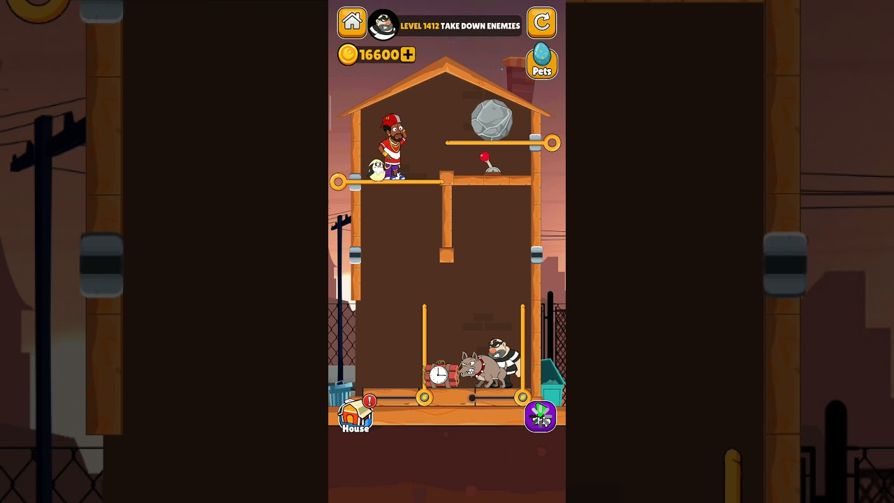 Home Pin - How To Loot? - Pull Pin Puzzle Level 1412 Walkthrough