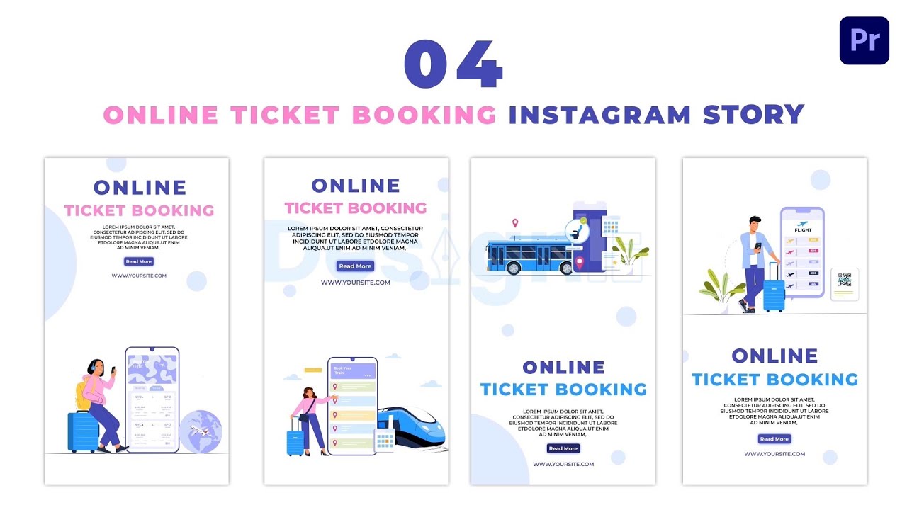 Online Ticket Booking Flat Vector Instagram Story Premiere Pro Template