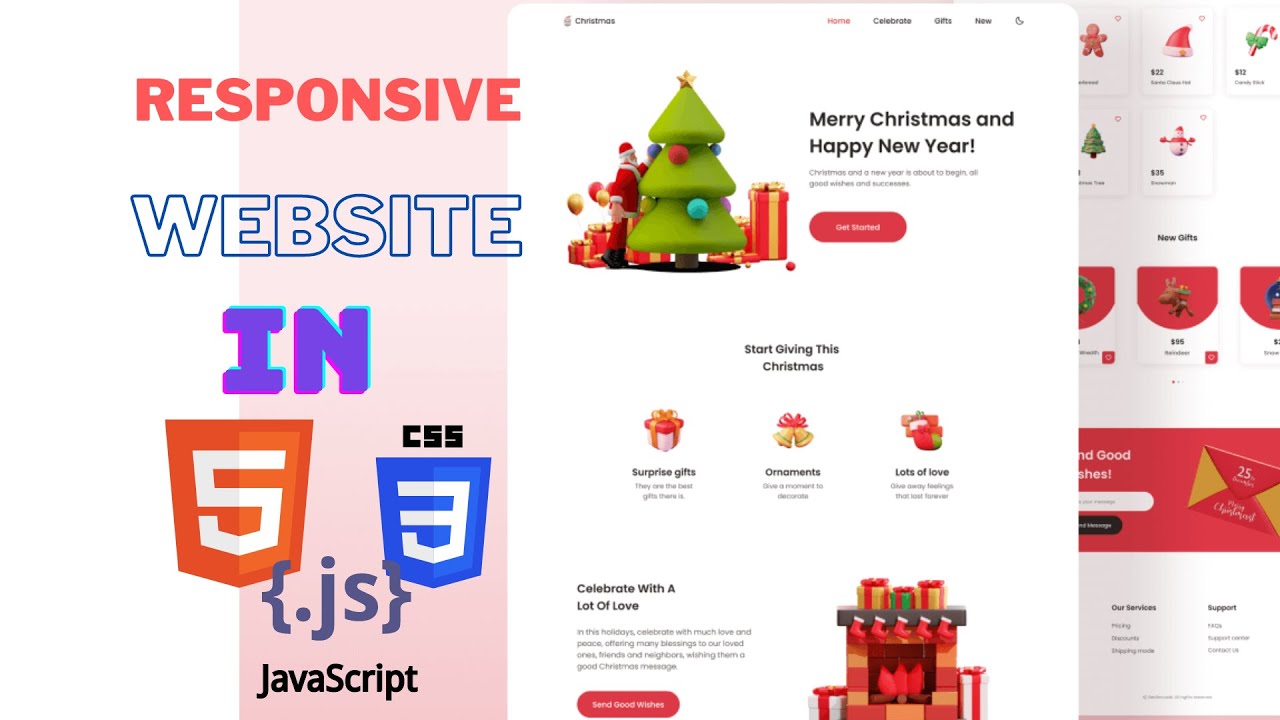Create A Responsive Christmas Website Design Source Code - HTML CSS / JavaScript