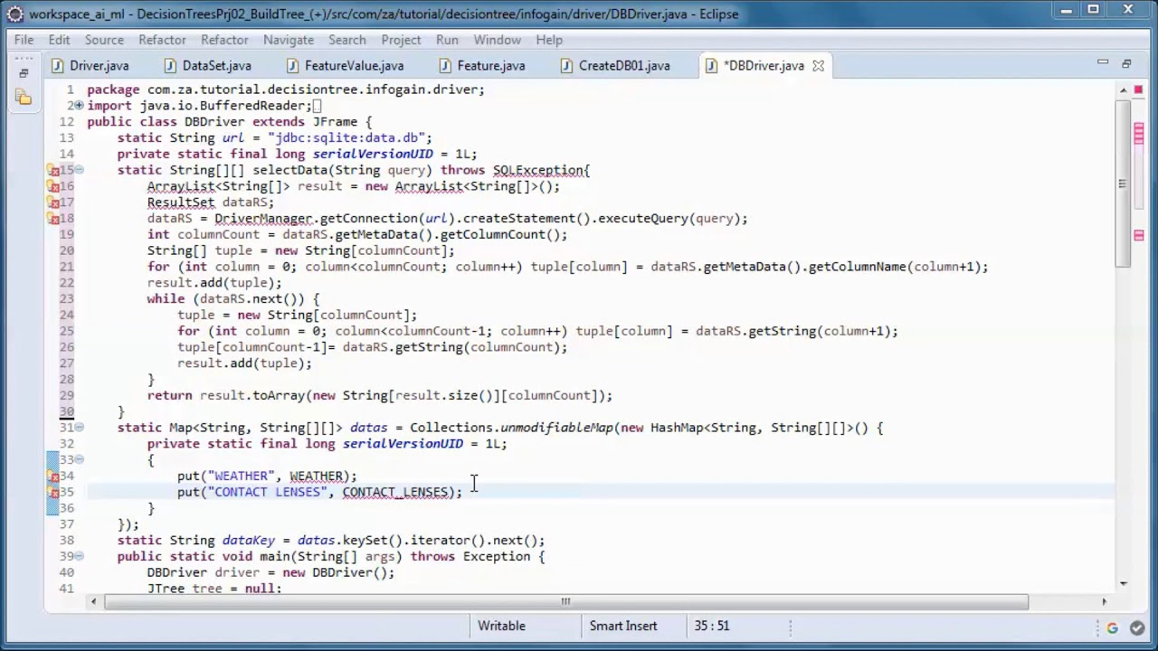 (Decision Trees JAVA Prototype Project 02) + SQLite DB and file storage