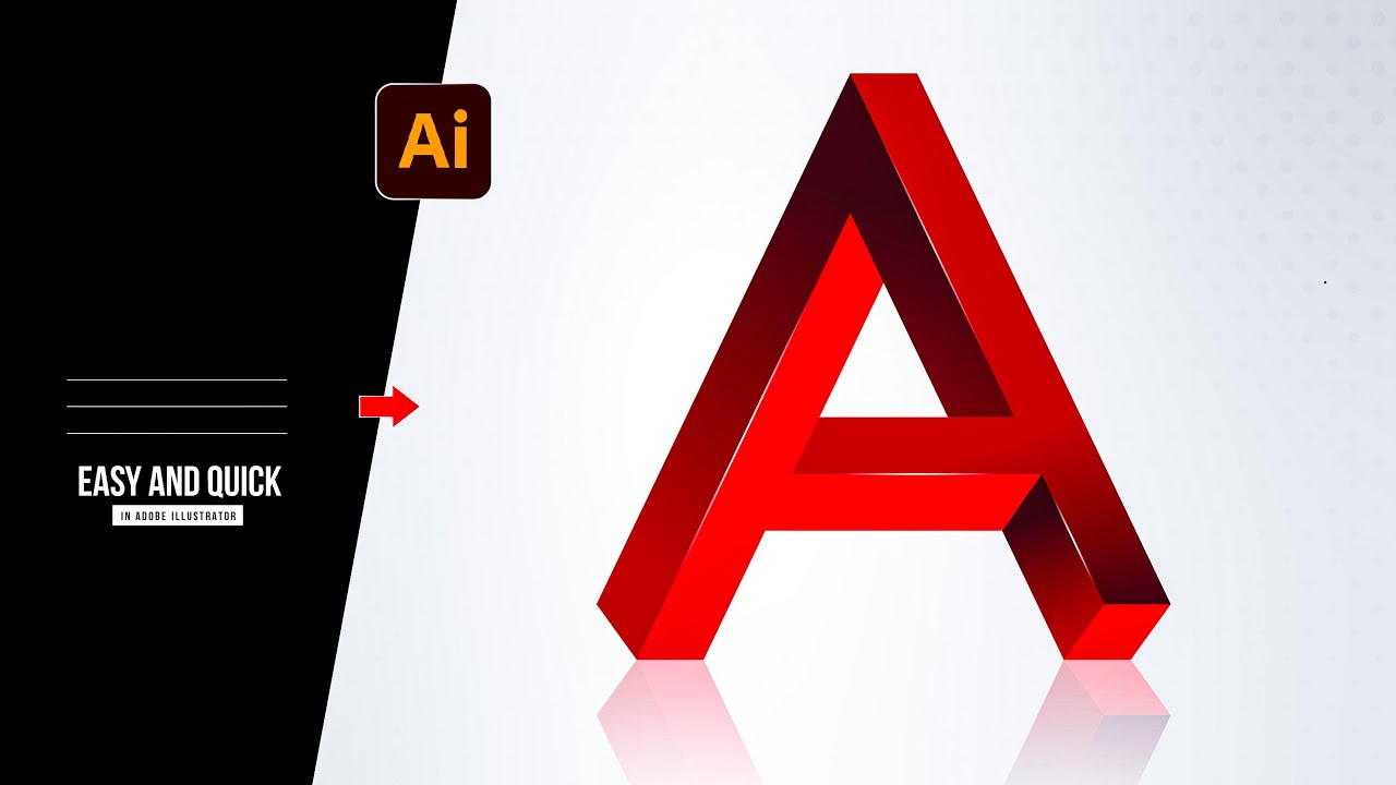 How to create 3D letter A in Adobe Illustrator | 3D letter in Illustrator | 2024