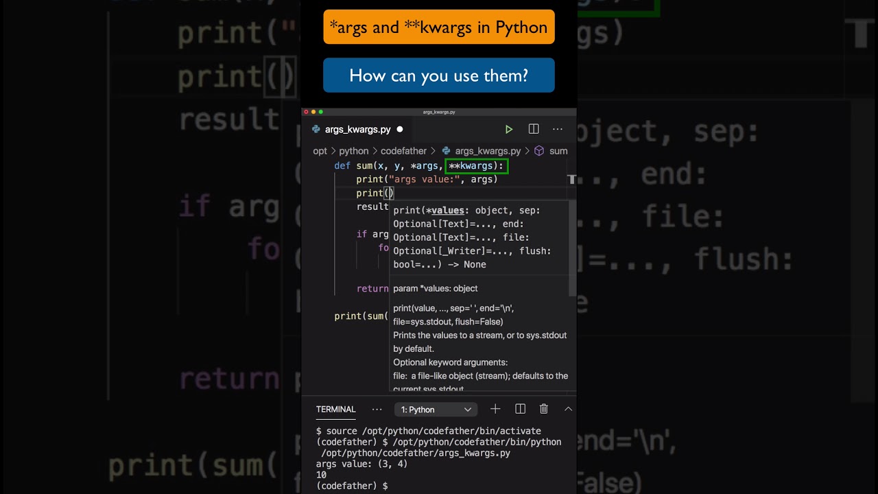 Python *args and **kwargs: A Quick Tutorial #coding #programming #python