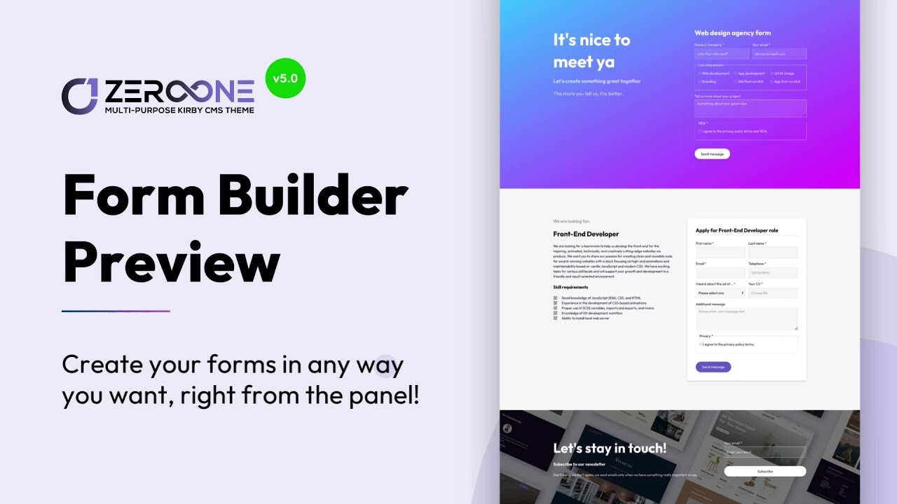 Form Builder preview | Zero One Kirby CMS theme