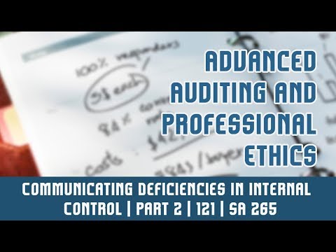 121 | SA 265 | Standards On Auditing | Communicating Deficiencies In Internal Control | Part 2