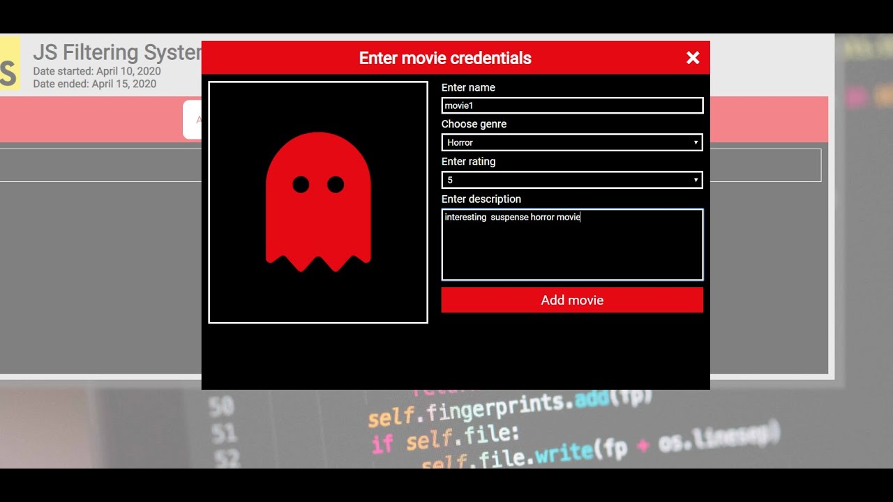 Movie Management System In JavaScript With Source Code | Source Code & Projects