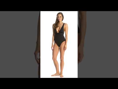 Vince Camuto Draped Solid Architectural One Piece Swimsuit | SwimOutlet.com