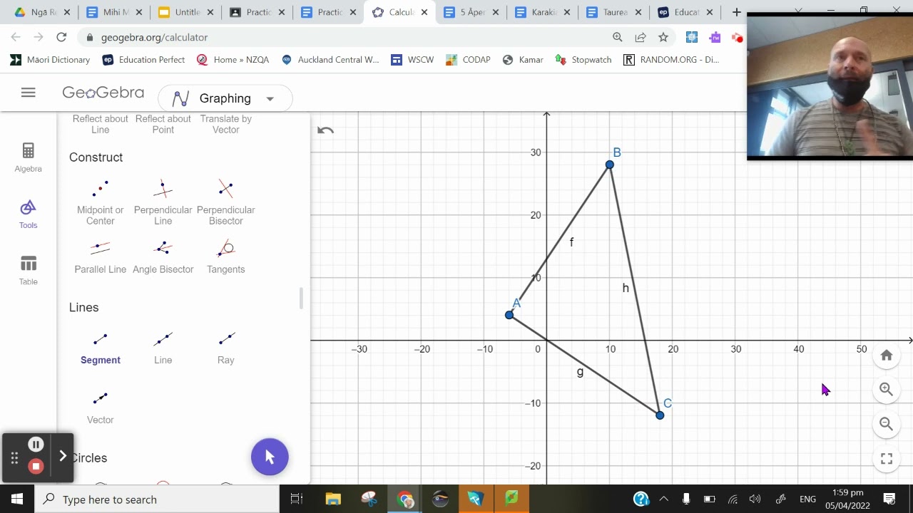 Geogebra to find midpoint