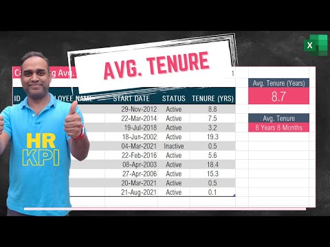 Calculating Average Employee Tenure using formula in Excel - HR KPIs & HR Metrics