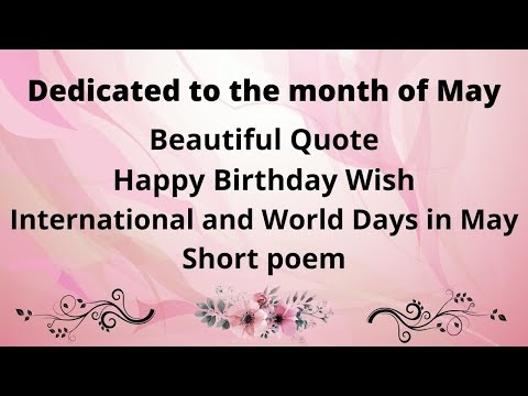 Dedicated to the month of May
