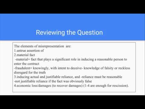 Business Law- Elements of Fraud and Misrepresentation- Question 14