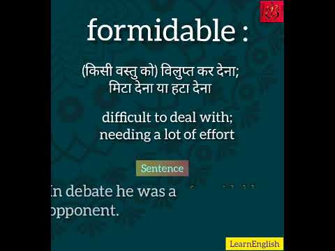 Word of the Day|| LearnEnglish|| #formidable #meaning #english #new #word #daily