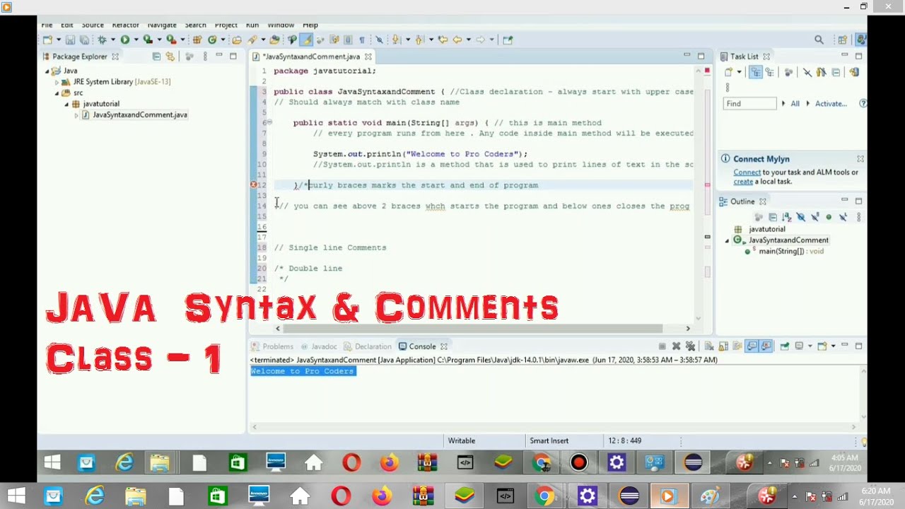 Java Tutorial for Beginners |  Class 1 | Java Syntax and Comments | Java Full Course