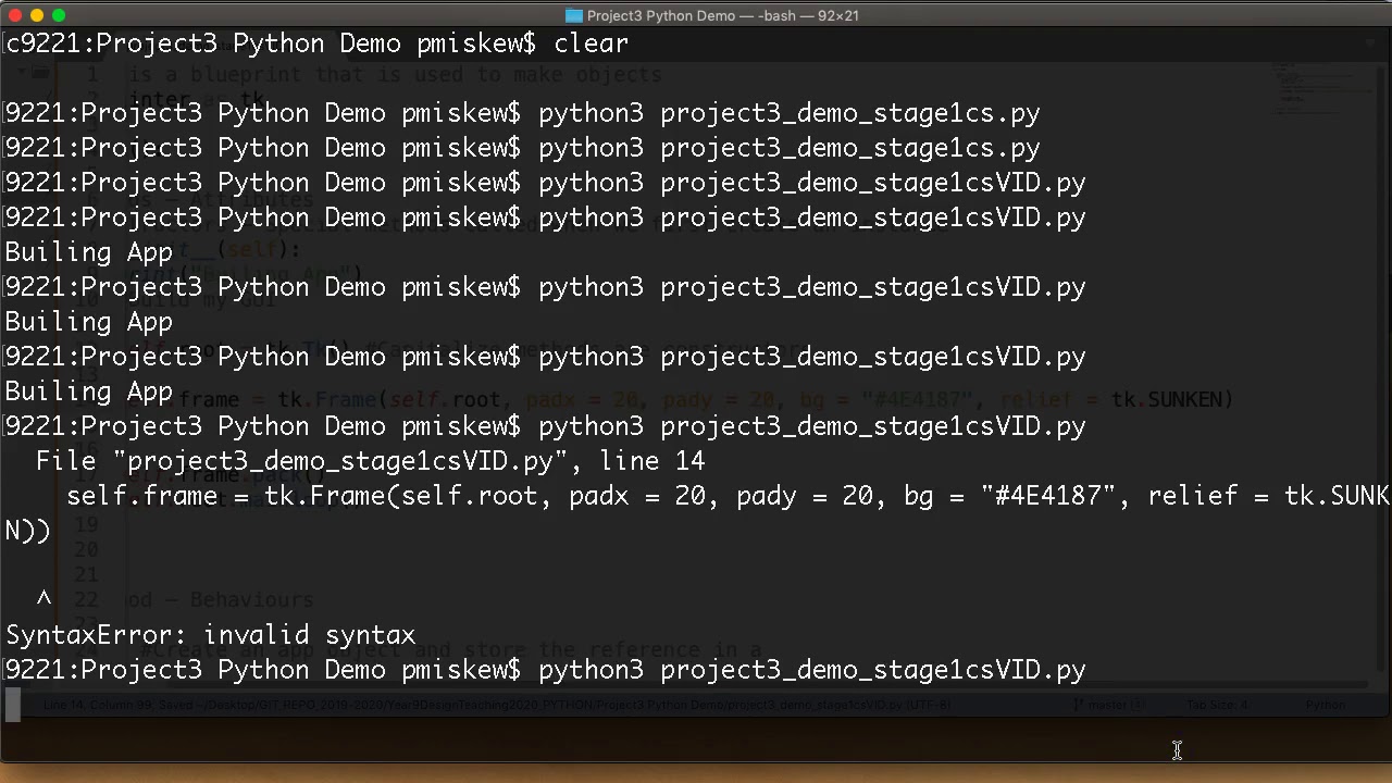 Python tkinter Project (Basic) - Stage 1 (Class Structure)