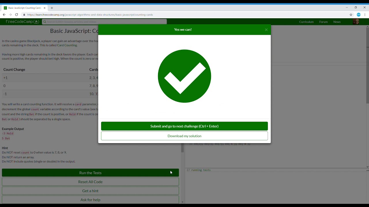 Basic JavaScript  Counting Cards  80/111 Learn freeCodeCamp