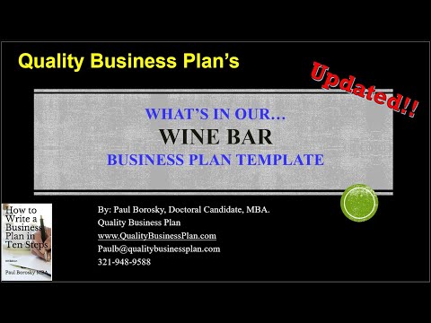 What’s in our WINE BAR Business Plan Template by Paul Borosky, MBA.