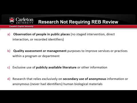 Office of Research Ethics: What studies need REB review? (Module 2)