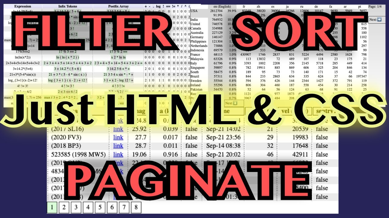 Sorting, Filtering, and Paginating Tables with CSS