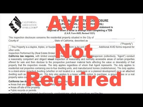 Is the AVID Form Required? Do Agents Have To Do the Agent Visual Inspection Disclosure Form?