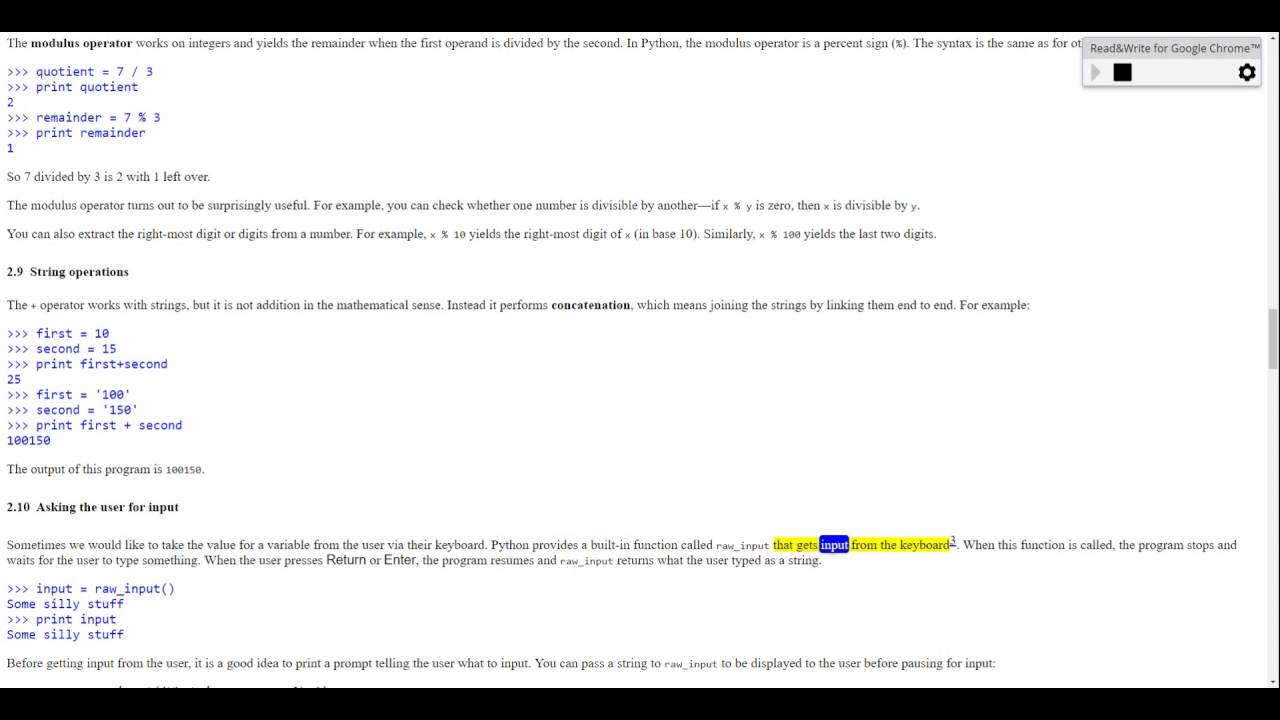 Python for Informatics: Exploring Information -- Chapter 2:  Variables, expressions, and statements