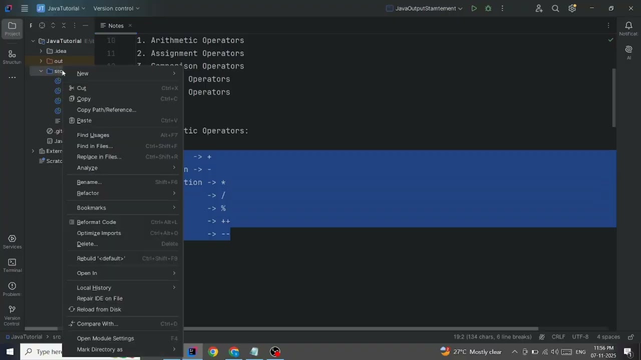 Java operators and types with example program | Types of operators in Java with example and practice