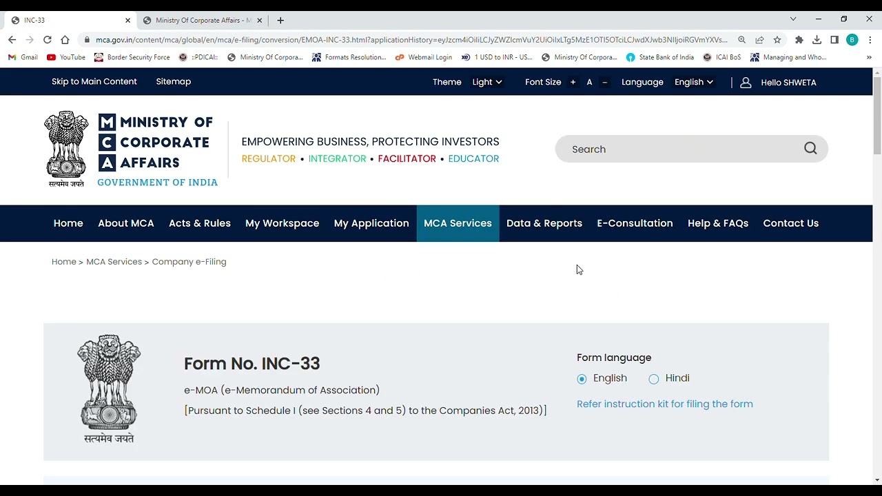 Alteration in MoA  Filing of MGT 14 and E MoA on V3 Portal
