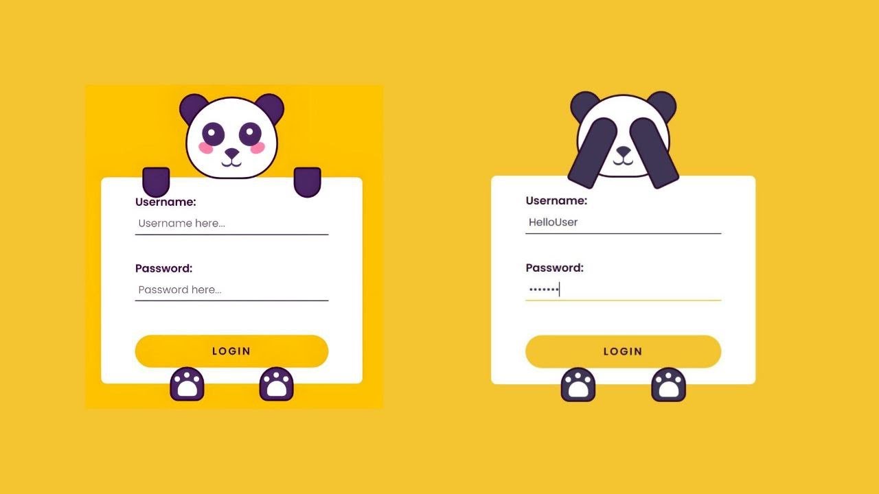 Panda Login Form | HTML, CSS & JavaScript UI Animation | Beginner Friendly Tutorial