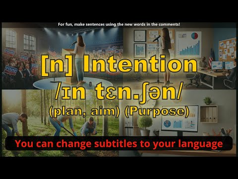 [n] Intention meaning (plan, aim) (Purpose) with 5 examples