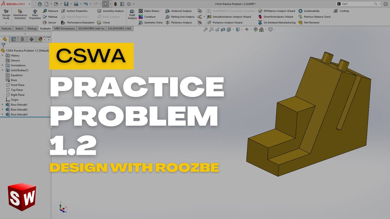 CSWA Practice Problem 1.2 Solution | SolidWorks Exam Guide